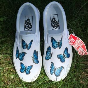Vans | Shoes | Custom Hand Painted Butterfly Vans | Poshmark